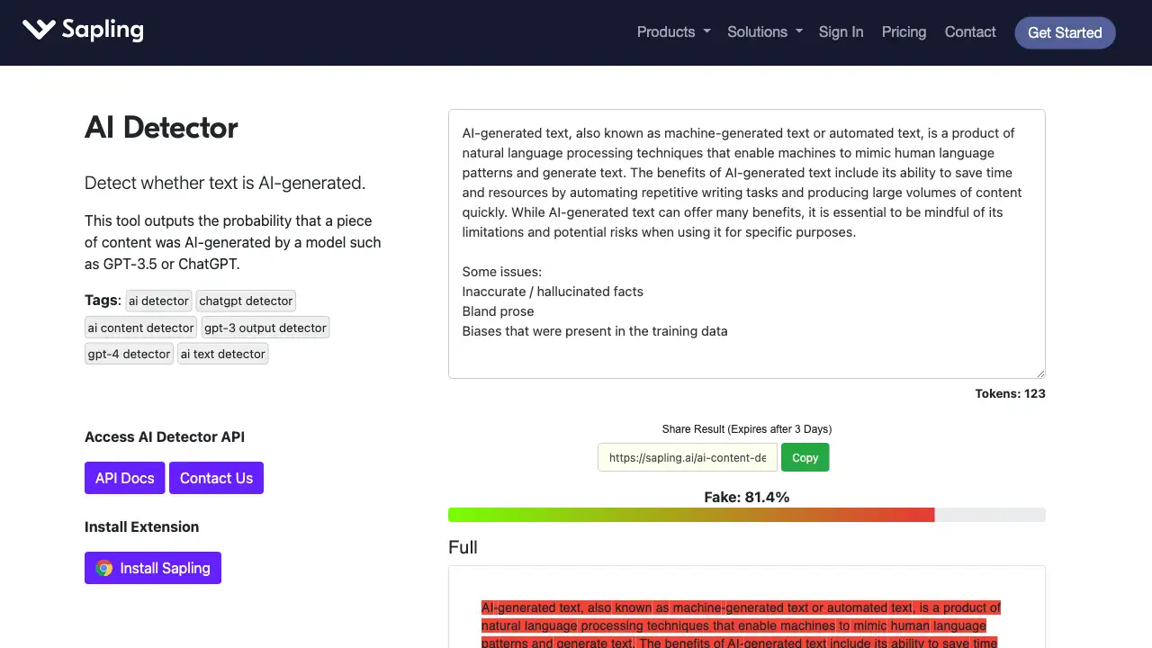 Sapling AI Content Detector Sapling AI Content Detector